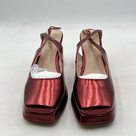 FOWT | Shoes | Fowt Red Platform Square Toe Pumps Block High Heel ...